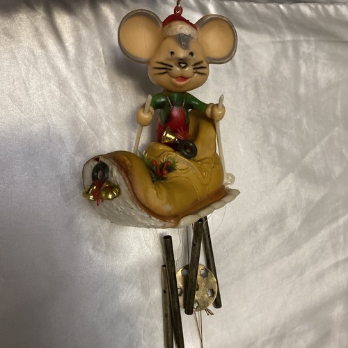 1976 Mouse Skiing Wind Chimes Christmas Decor Hong Kong Emson Inc | eBay