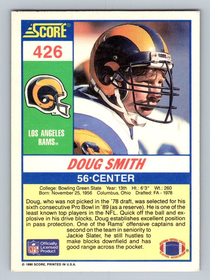 1990 Score #426 Doug Smith Los Angeles Rams | eBay