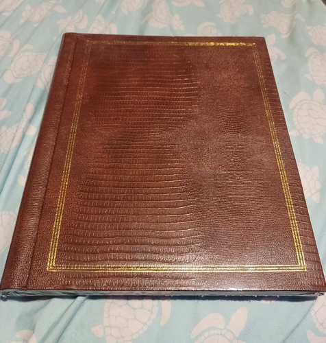 New Sealed Leather Photo Album Binder – Gold Trim, Classic Vintage Look ...