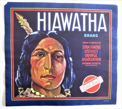 Hiawatha Brand Orange Fruit Crate Label, original | eBay