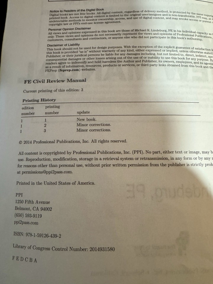 PPI FE Civil Review Manual and Practice Exam Problems Book | eBay