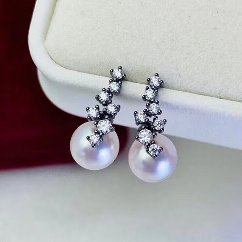 classic pair of 10-11mm south sea round white pearl dangle earring 925s ...