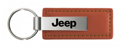 Jeep Brown Leather Key Fob Logo Key Chain Key Ring Official Licensed | eBay