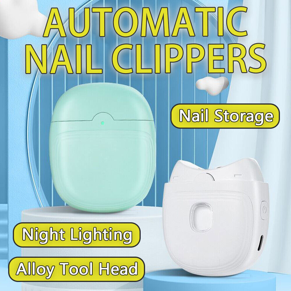 Electric Fingernail Clippers Auto Trimmer Toe Nail Cutter W/ Light 2 ...