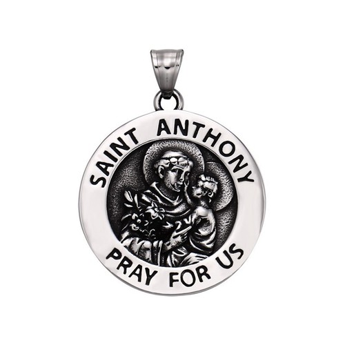 Jesus St Saint Anthony Medal Medallion Pendant Necklace Stainless Steel ...