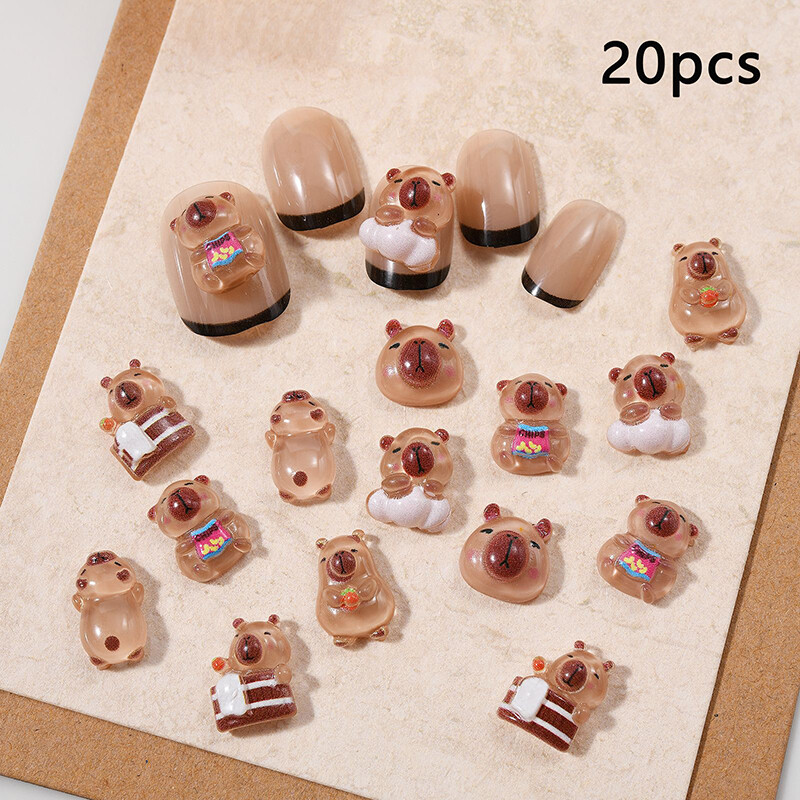 3D Capybara Nail Art Decoration Funny Cute Manicure Ornaments For Girls ...
