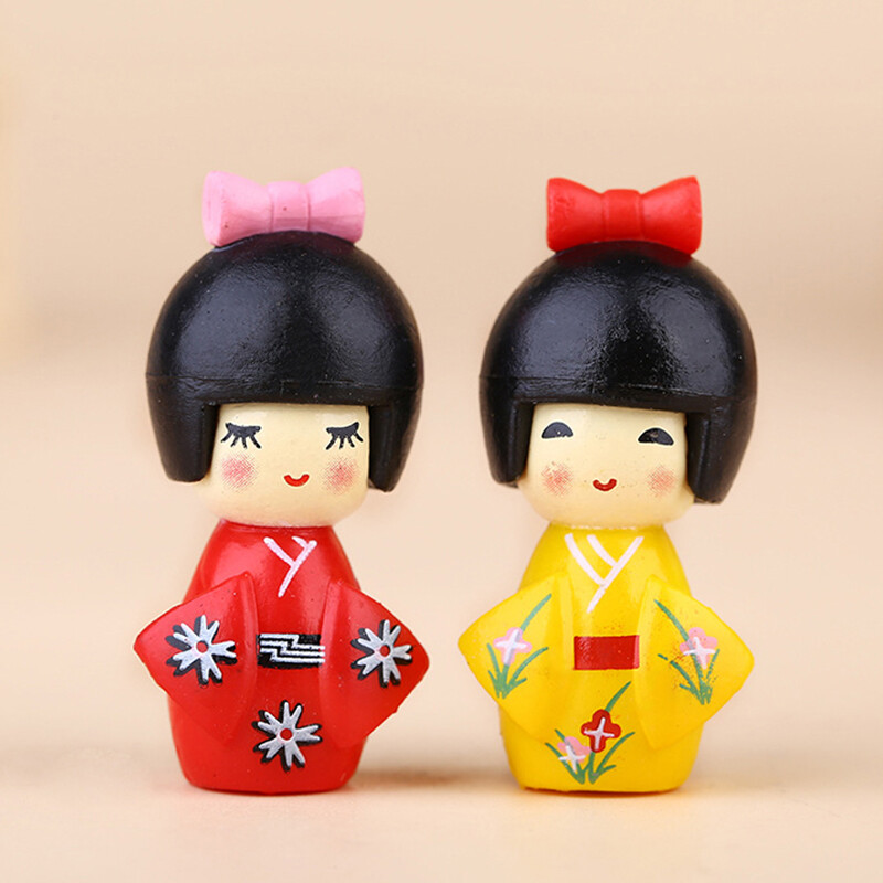 6PCS Mixed Colorful Japanese Kimono Girl Keychain Plastic Cartoon Doll ...