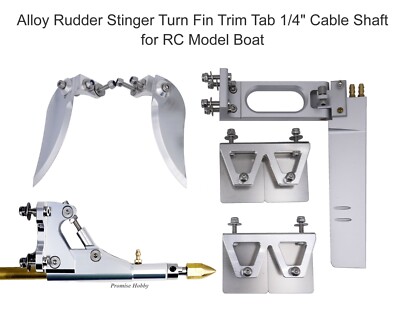 Alloy Rudder Stinger Strut Turn Fin Trim Tab 1/4 Cable Shaft for RC ...