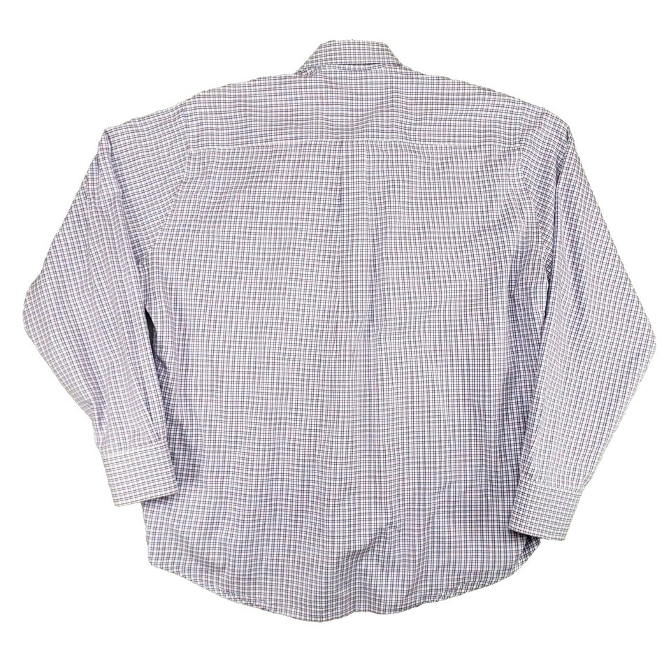 Peter Millar Crown Finish Check Dress Shirt Mens L Purple Blue Cotton ...
