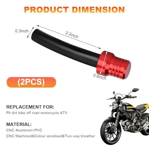 2 PCS Motorcycle Gas Caps Vent Hose, CNC Aluminum Gas Fuel Tank Caps ...