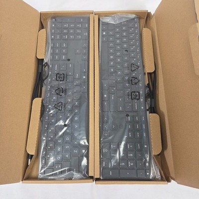 LOT OF 10* HP Halley USB Wired Keyboard L96909‑001 Slim Black US‑QWERTY ...