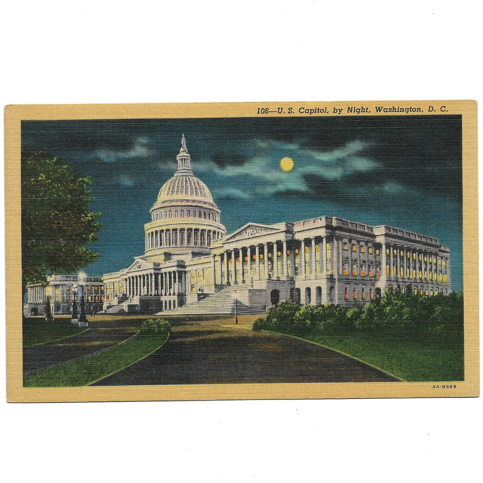 THE U.S. CAPITOL Washington D. C. Night View - Vintage 1934 Postcard ...