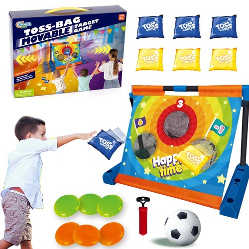 3-in-1 Movable Target Bean Bag Toss Game, Football, Frisbee, Kid's ...