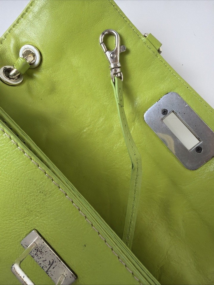 Michael Kors Jet Set EW Flap Leather Chain Clutch Lime Green NWT Worthy ...