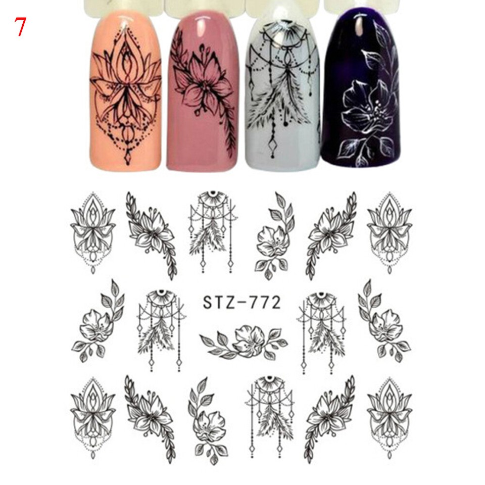 Nail Art Sticker Flower Cartoon Water Transfers Decals Watermark Slider ...