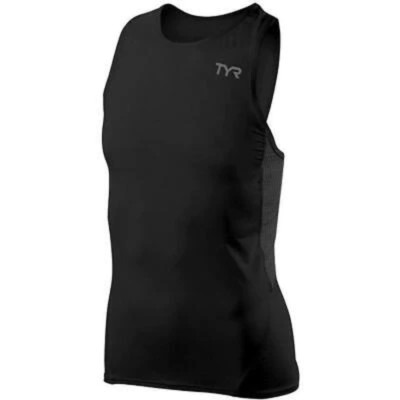TYR All Elements Running Tank Semi Fitted Run Shirt Athletic Cut Black ...