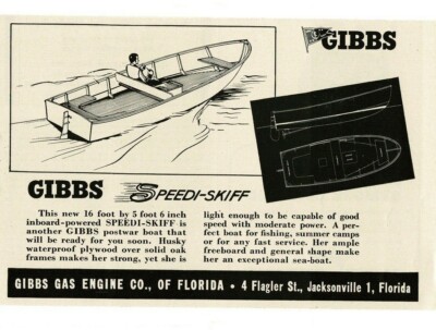 Gibbs Boat 1945 GIBBS 16' Speedi Skiff Boat Vintage Print Ad | EBay