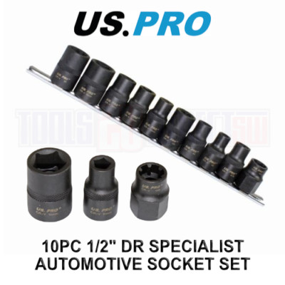 US PRO Tools 10pc Specialist Profile Automotive Socket Set 5 sided, 3pt ...