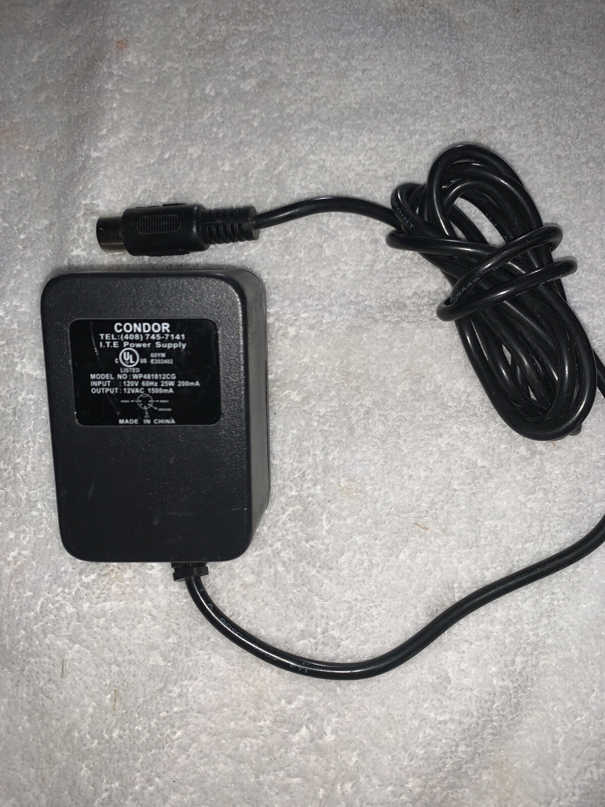 Condor WP481812CG Plug in Class 2 Transformer AC Adapter Power Supply ...