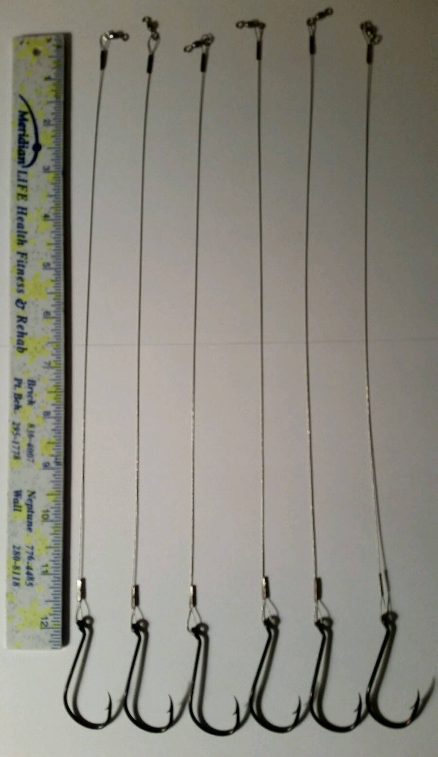 6 BLUEFISH RIGS - 7/0 OCTOPUS HOOK WITH 12" - 45 LB. STEEL LEADER | eBay