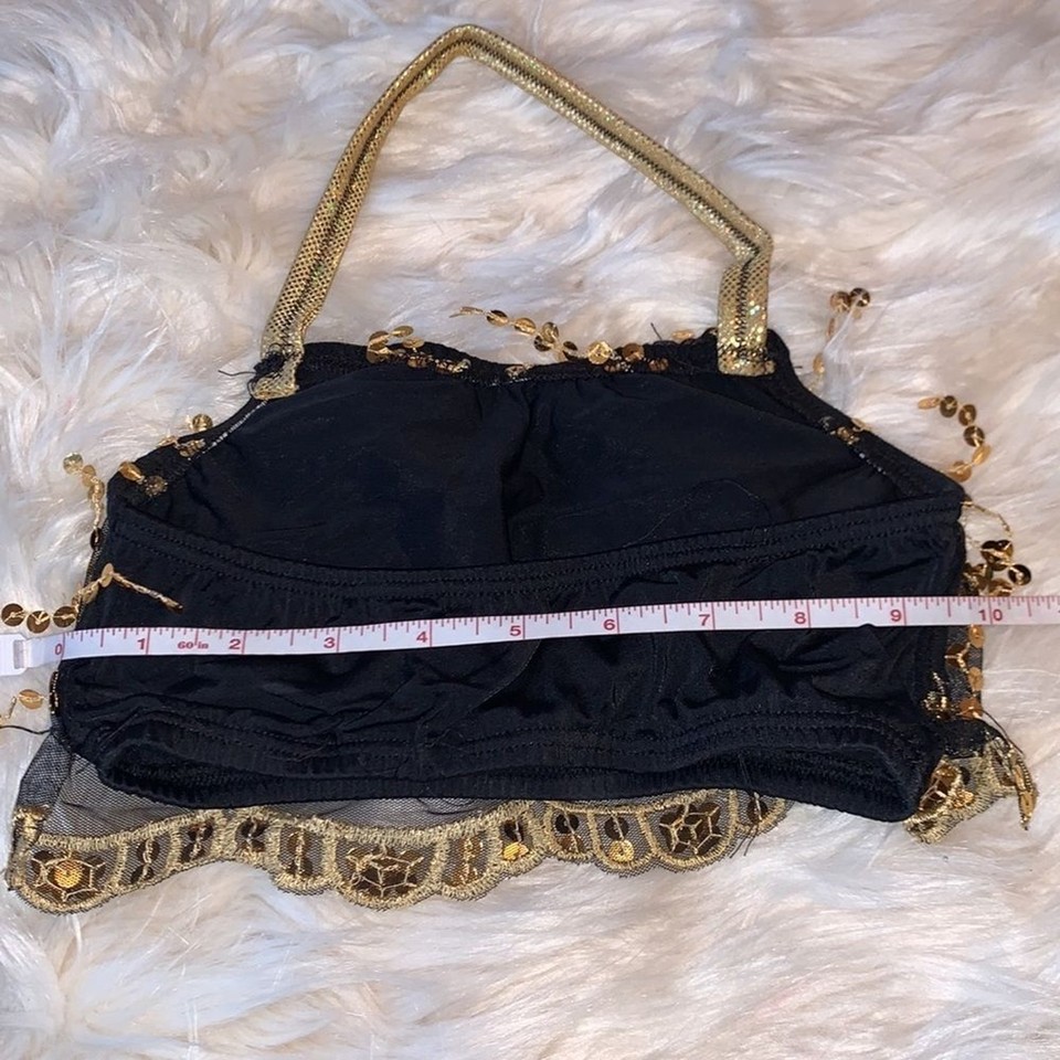 Belly Dance Spanish Arabian Style Black and Gold two piece Costume | eBay