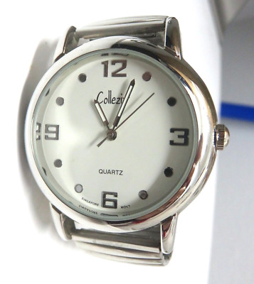 Men's Collezio Silver tone Quartz Watch with SS Stretch Band ...