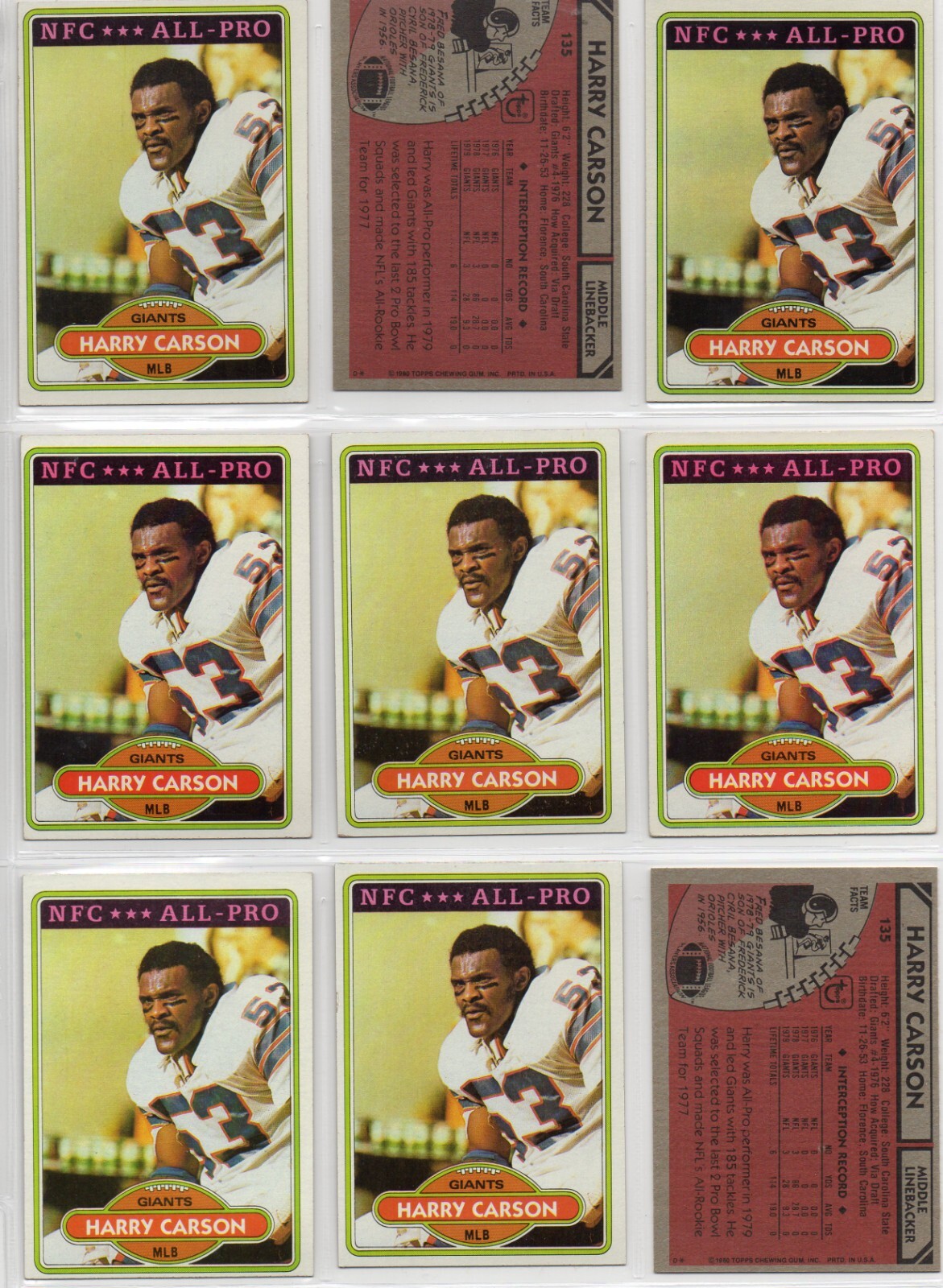 1980 TOPPS 135 HARRY CARSON HOF GIANTS | eBay