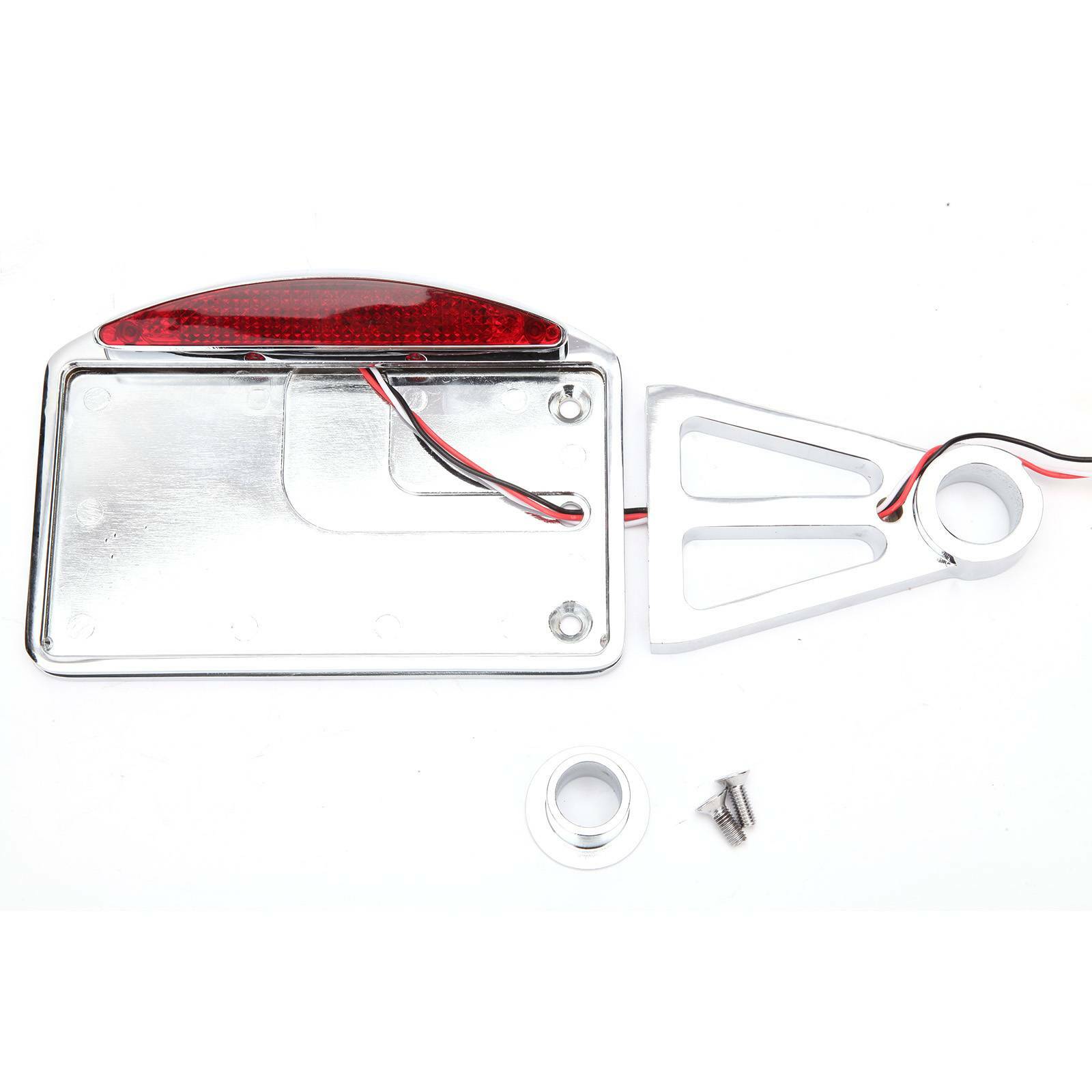 Chrome Metal Motorcycle License Plate Frame Brake LED Light For Harley ...