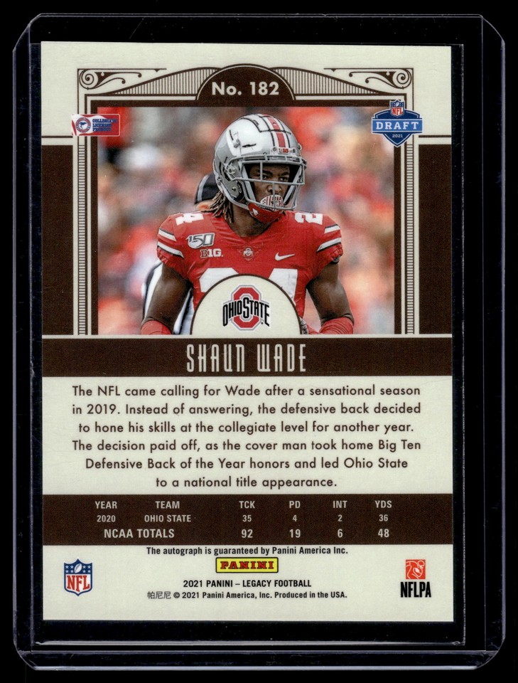 Shaun Wade 2021 Panini Legacy Rookie Autograph Card #182 | eBay