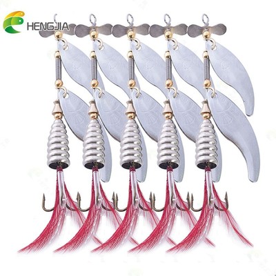 Single Hook Spinner Bait Sequins Rotating Spinner Spoon 2024 Fishing ...