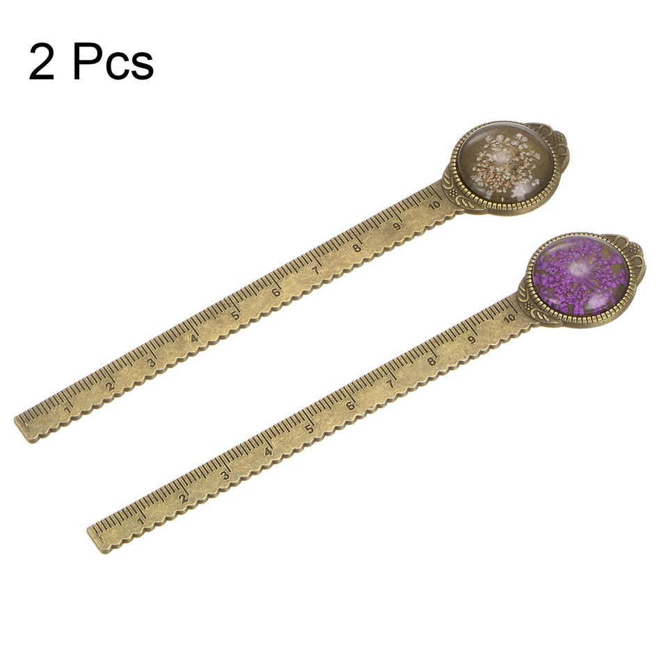 2pcs Metal Bookmark Ruler 10cm Metric Vintage Bookmark Purple & White ...