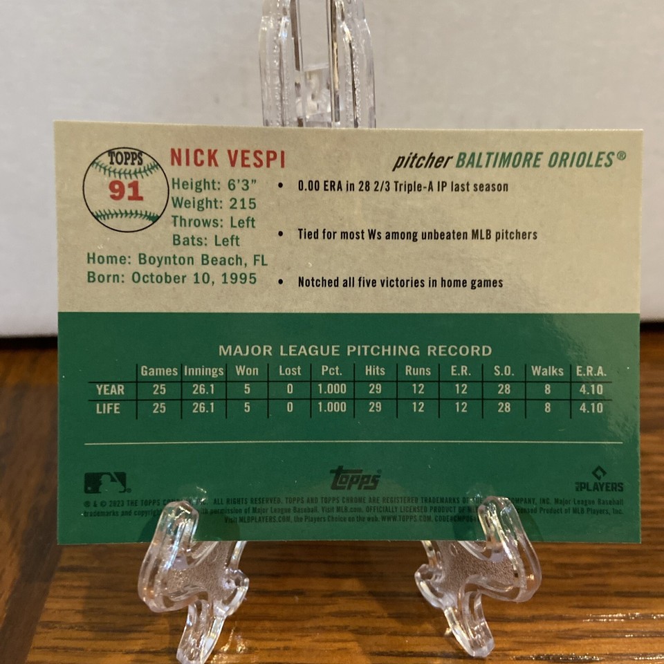2023 Topps Chrome Platinum Anniversary #91 Nick Vespi RC Baltimore ...