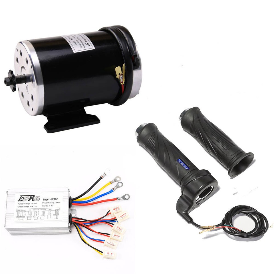 48V 1000W Brush Electric Motor Kit Controller Scooter Quad E Bike Razor ...