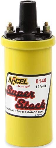 ACCEL SUPER STOCK IGNITION COIL,YELLOW,42,000V,1.4 OHM,POINTS STYLE ...
