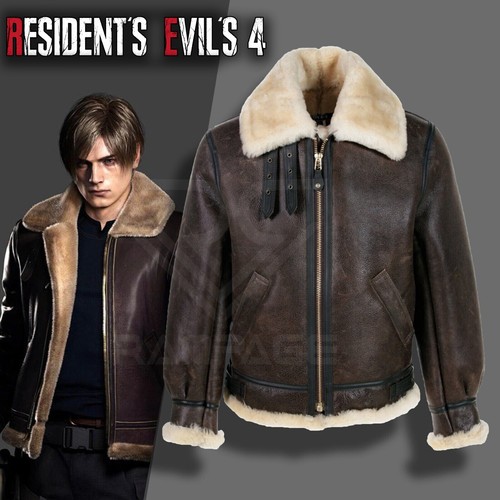 The Resident's Evil 4 Remake Leon Kennedy Leather Jacket Sheep Skin ...