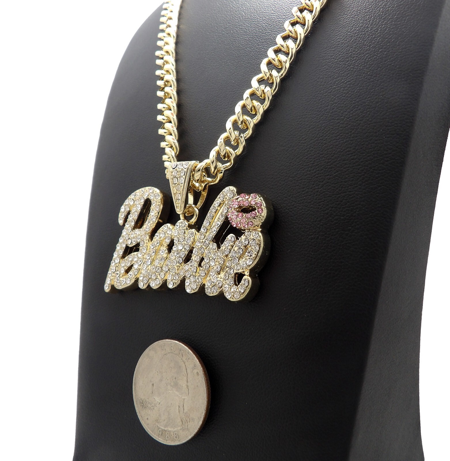 NEW SMALL PINK FRIDAY BARBIE PENDANT WITH 6mm 18" CUBAN LINK CHAIN* | eBay