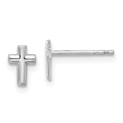 7.1mm 14K White Gold Polished Cross Post Earrings TF2373W | eBay