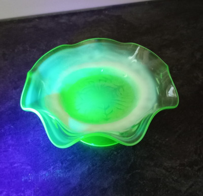 Uranium Green Opalescent Glass 14cm. Tazza | eBay UK