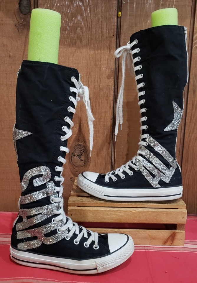 Converse All Star Chuck Taylor XX Tall High Glitter Logo Sneakers Women ...