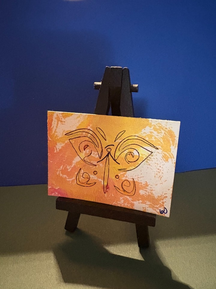 ACEO Cosmic Butterfly Dawn Morning Angel Clouds Flower Garden Linda's ...