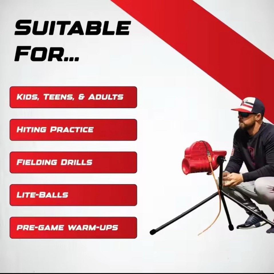 Baseball Pitching Machine Fastball Curveball Training Automatic Feeder ...