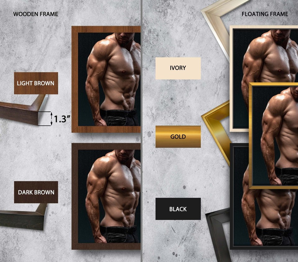 Male body canvas Gym wall decor Sexy athletic man gay bodybuilder ...