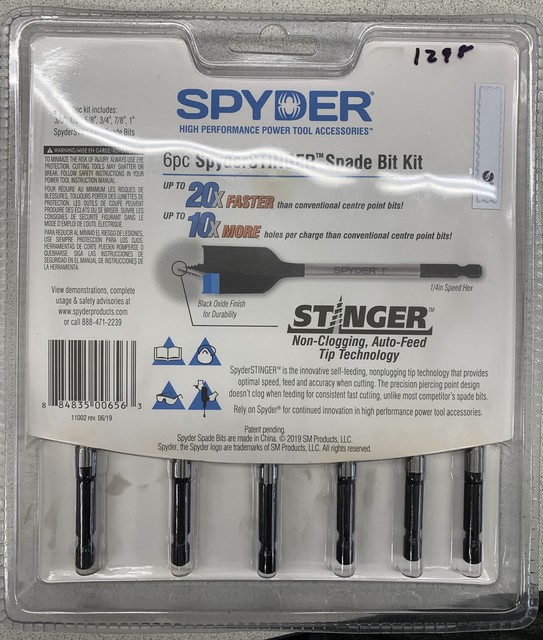Spyder Stinger 6 Pc. Spade Bit Set UPC 884835006563 for sale online | eBay