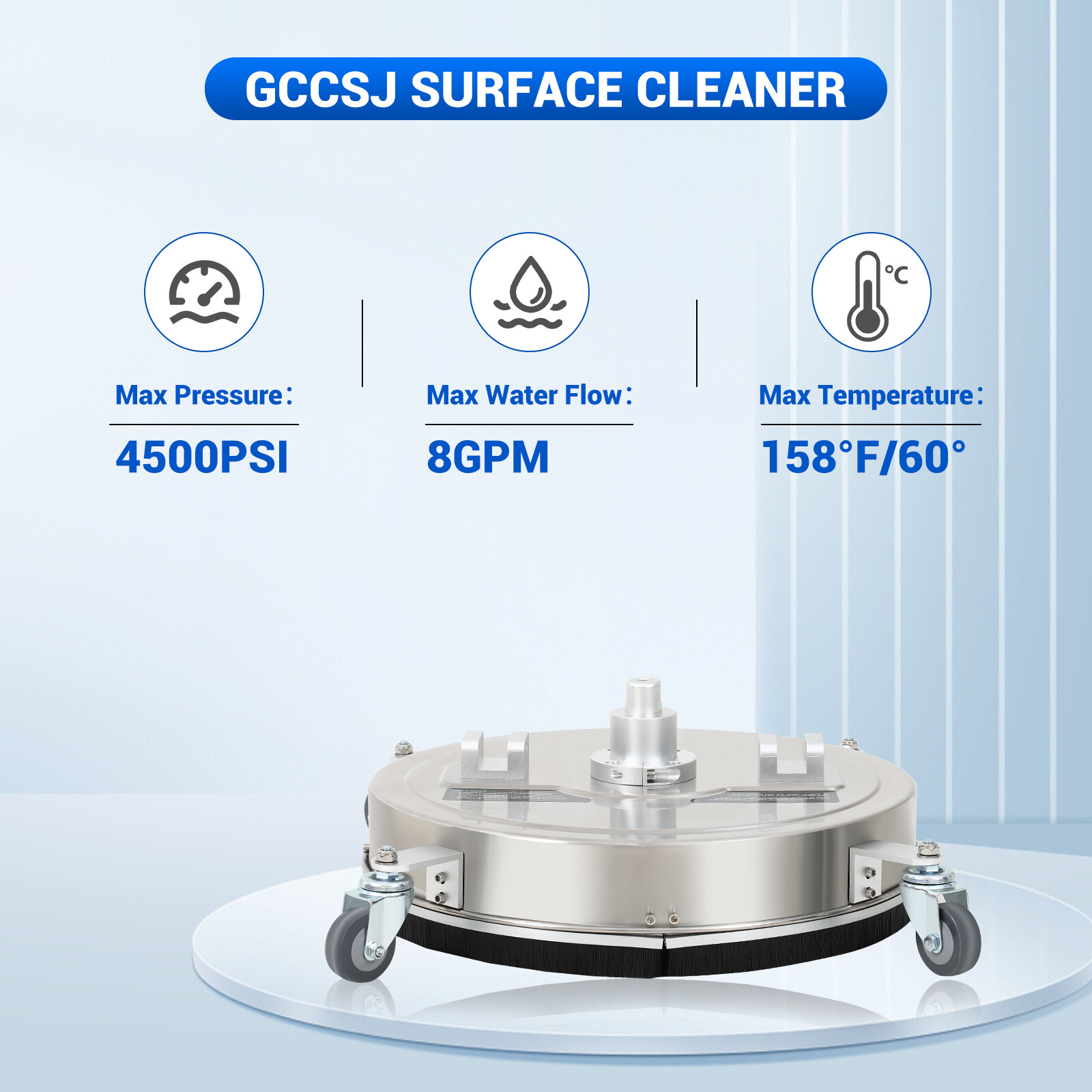 20 Inch Pressure Washer Surface Cleaner Stainless Steel with 4 Spinner ...