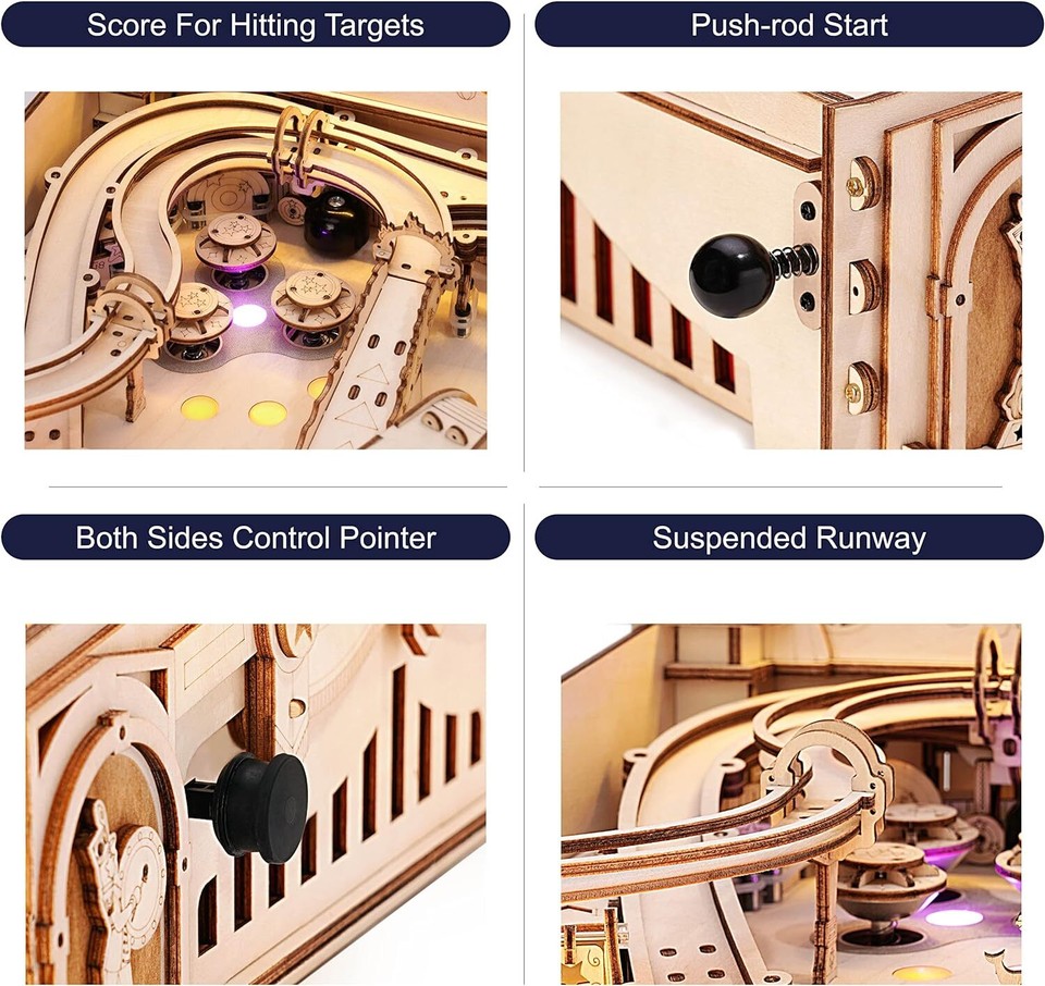 ROKR Miniature Pinball Machine-3D Wooden Puzzles for Adults-DIY Wood ...