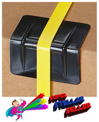 50 - Shipping Strap Guards Edge Protectors 2 1⁄2 x 1 3⁄4", Black Ribbed ...