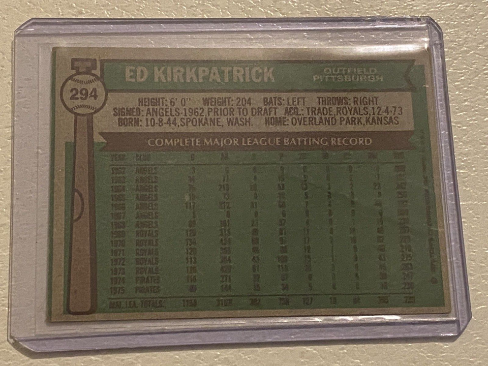 1976 Topps Baseball - #294 Ed Kirkpatrick Pittsburgh Pirates | eBay