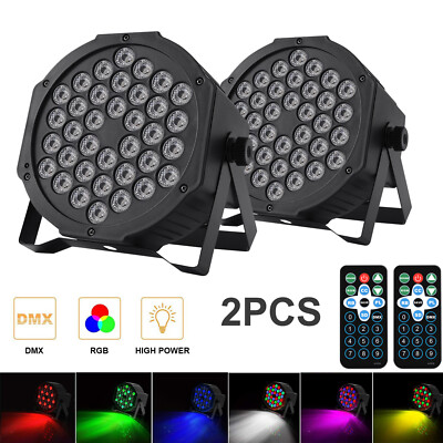 2Pack RGBW Stage Beam Lighting 36 LED DMX PAR Lights DJ Disco Party ...