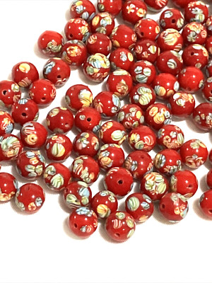RARE Red VTG Lot 10 Skunk Venetian Lamp Work African Trade Beads ...