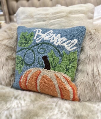 Pumpkin Blue Blessed Hooked 18x18Pillow | eBay